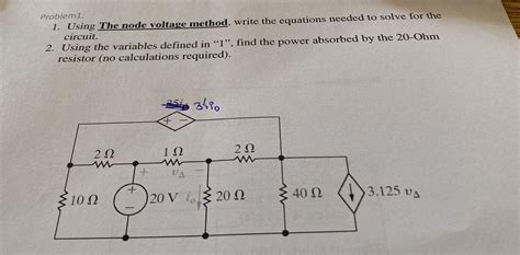 Solved Problem1using The Node Voltage Method Write The
