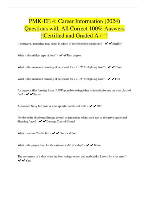 Pmk Ee 4 Career Information 2024 Questions With All Correct 100 Answers Certified And