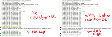 I2c Twi Hold Sda Line Low By Slave When Line Has Resistance Between Master And Slave