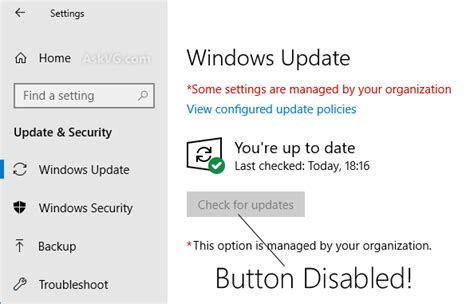 Tip Disable “check For Updates” Button In Windows 10 Askvg