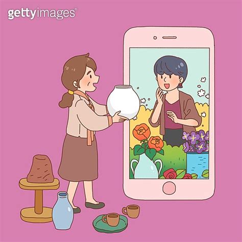 일러스트 사회이슈 주제 비대면배송 비대면 쇼핑 상업활동 온라인쇼핑 전자상거래 이미지 Jv12109385 게티이미지뱅크