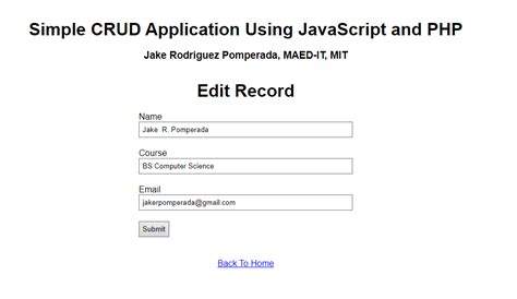 Free Programming Source Codes And Computer Programming Tutorials Simple Crud Application Using