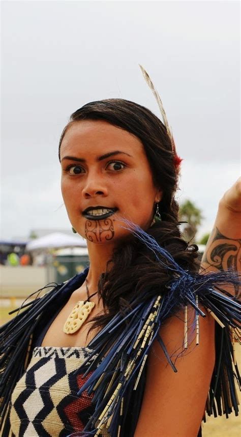 Maori Woman Performing The Haka War Dance At Melbourne Festival