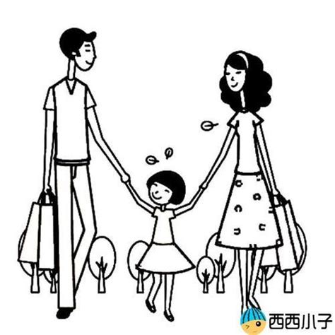 和爸爸妈妈手牵手简笔画 简笔画图片大全 普车都