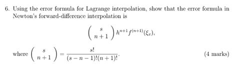 solved 6 using the error formula for lagrange