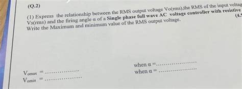 Solved Q Express The Relationship Between The RMS Chegg Com