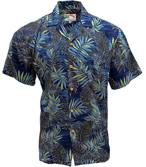 Paradise Found Midnight Palm Navy Aloha Shirt Shop