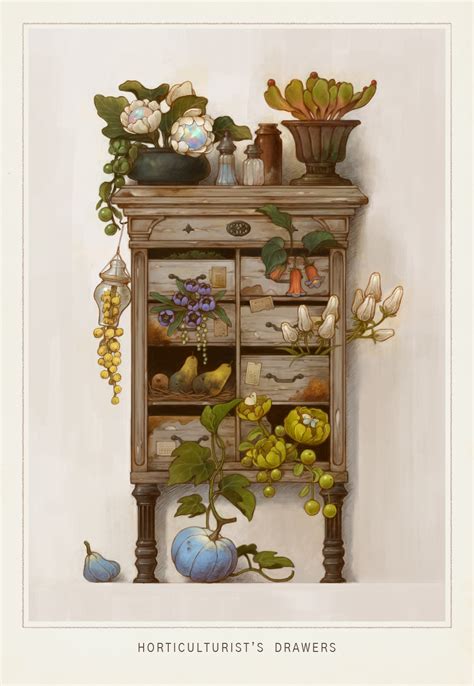 Mogo Objects Original Highres Blue Flower Border Chest Of Drawers English Text Flower No