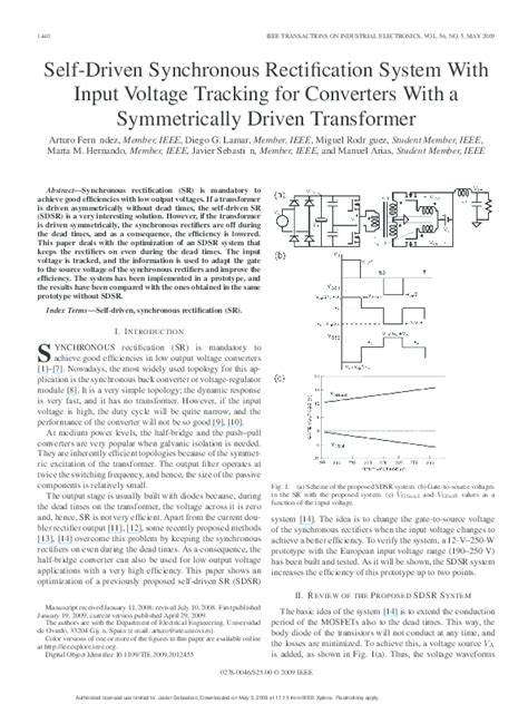 Pdf Self Driven Synchronous Rectification System With Input Voltage Tracking For Converters
