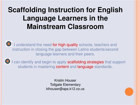 Ppt Scaffolding Instruction For English Language Learners In The Mainstream Classroom