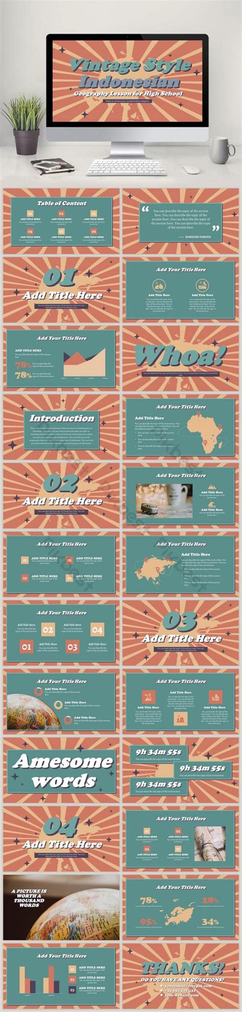 Creative Cream Vintage Style Indonesian Geography Lesson For High School Presentation Red