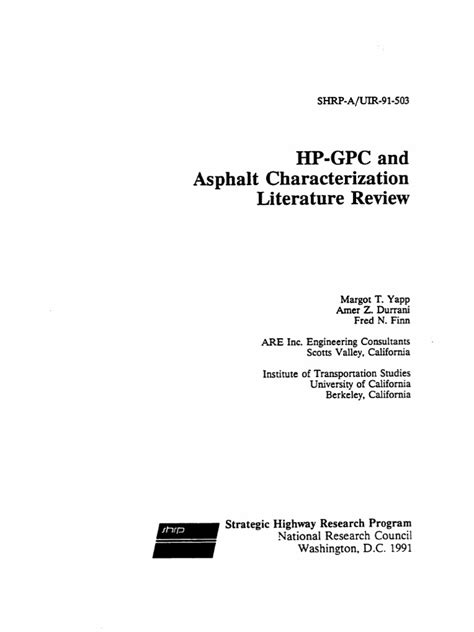 Hp Gpc And Asphalt Characterization Pdf Chromatography Applied And Interdisciplinary Physics