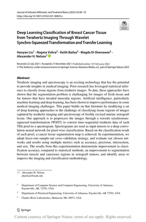 Deep Learning Classification Of Breast Cancer Tissue From Terahertz