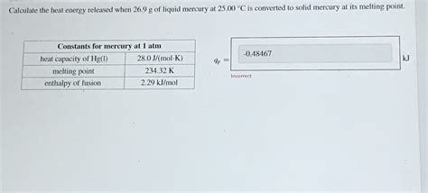 Solved Calculate The Heat Energy Released When G Of Chegg Com