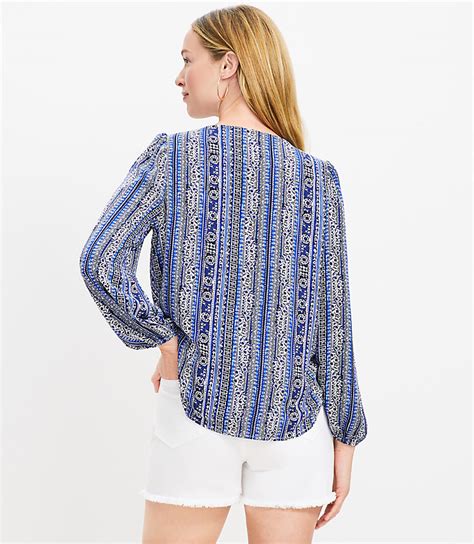 Ribbon Floral V Neck Blouse