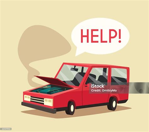 Voiture Cassée Illustration De Dessin Animé Vectoriel Besoin Daide Vecteurs Libres De Droits Et