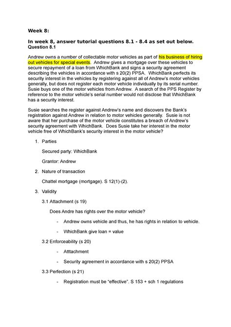 Week 8 Tutorial Week 8 In Week 8 Answer Tutorial Questions 8 8 As