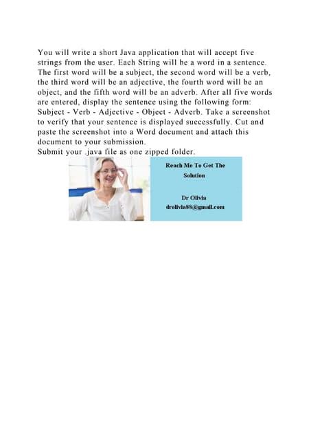 You Will Write A Short Java Application That Will Accept Five Stringdocx