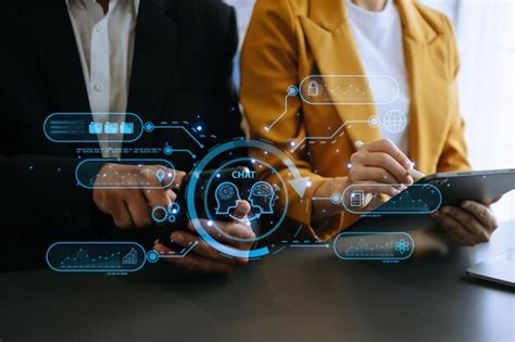 Premium Photo Woman And Man Using Chat Bot In Smartphone Intelligence Ai Chat With Ai