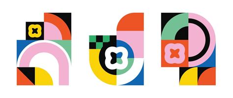 Set Of Geometric Pattern Element Background Collection Of Abstract Circle Square Polygon