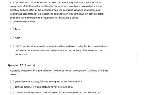 Solved In Projectile Motion Problems We Use Two Sets Of Chegg Com