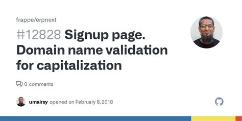 Signup Page Domain Name Validation For Capitalization · Issue 12828 · Frappeerpnext · Github