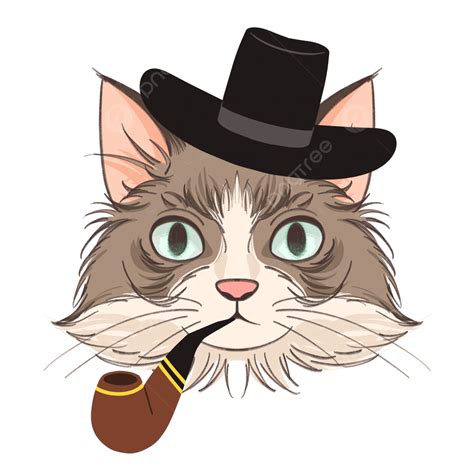 파이프 검은 모자 고양이 일러스트 고양이 모자 파이프 Png 일러스트 및 Psd 이미지 무료 다운로드 Pngtree