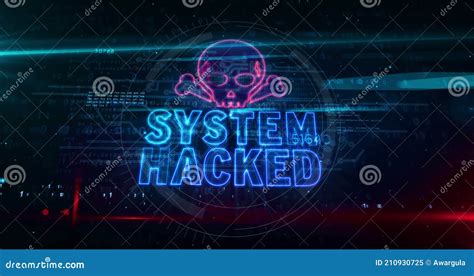 System Hacked Alert With Skull Symbol Abstract Loopable Animation Stock