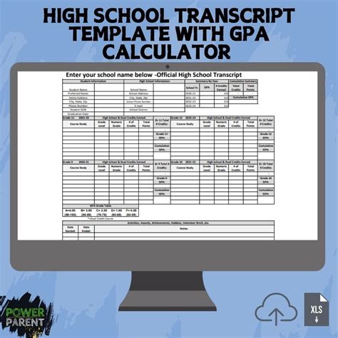 High Babe Transcript Template With GPA Calculator Etsy
