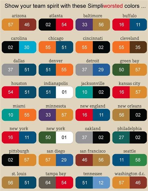 College Team Color Chart