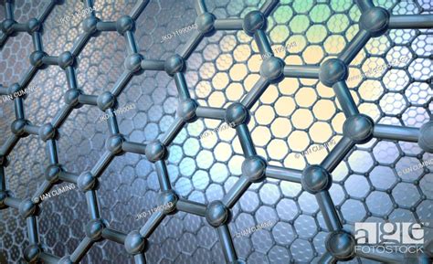 Close Up Hexagonal Grid Pattern Of Molecular Structure Of Graphene
