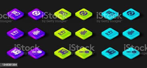 설정 생물 안전 상자 돋보기 아래 미생물 화재에 테스트 튜브 플라스크 박테리아 Dna 기호 및 분광계 아이콘 벡터 3차원 형태에