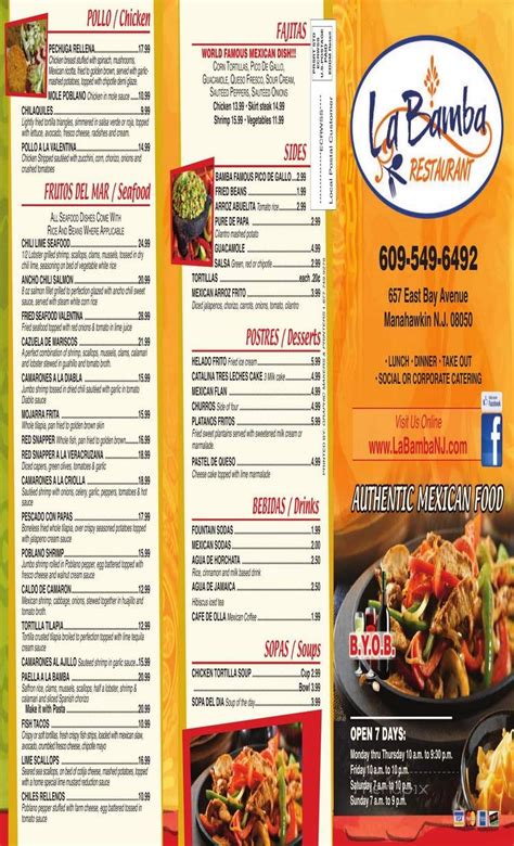La Bamba Mexican Restaurant Menu Taste Of Life Webcast Miniaturas