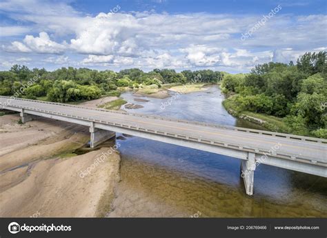 Aerial View Shallow Braided Platte River Brady Nebraska Summer Scenery