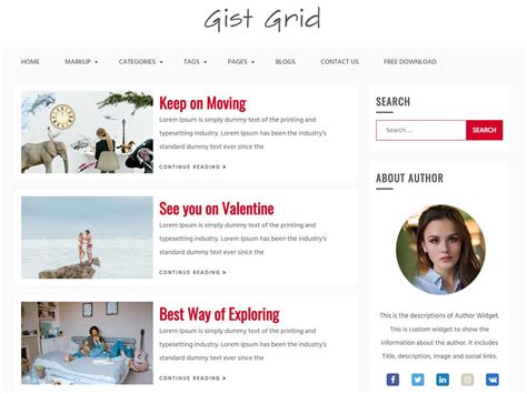 Free Gist Grid Layout Responsive Wordpress Theme For Blog And News