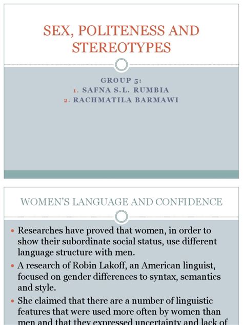 Sex Politeness And Stereotypes Edit Pdf Sexism English Language