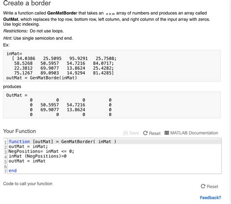 Solved Create A Border Write A Function Called Genmatborder