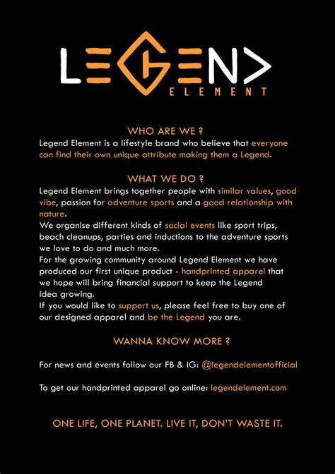 Legendelement Bealegend Mateship Adventure Sustainability Legend