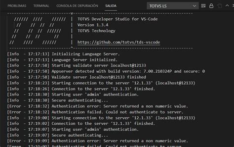 Authentication Error Server Returned A Non Numeric Value Issue Totvs Tds Vscode Github
