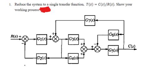 Solved 1 Reduce The System To A Single Transfer Function
