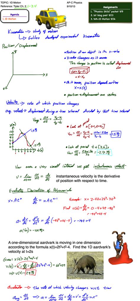 Position Velocity Acceleration AP Physics C