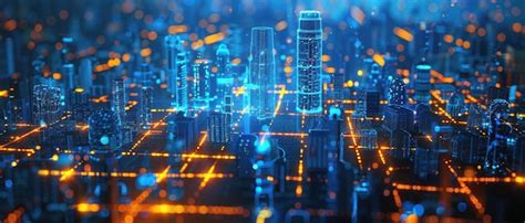 Futuristic Smart City Infrastructure 3d Holographic Data Visualization