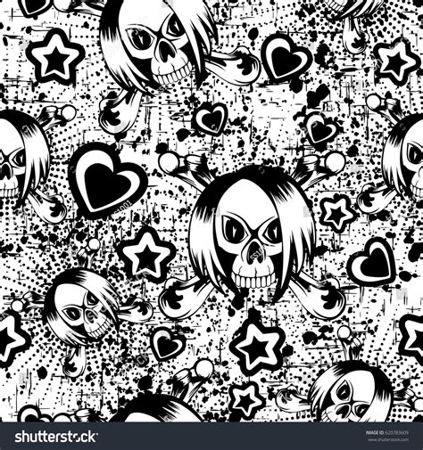 Vector Illustration Cartoon Emo Girl Skull Stock Vector Royalty Free