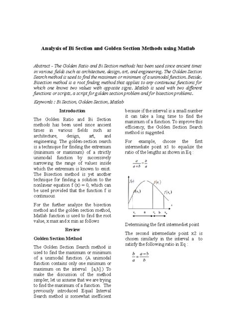 Analysis Of Bi Section And Golden Section Methods Using Matlab The