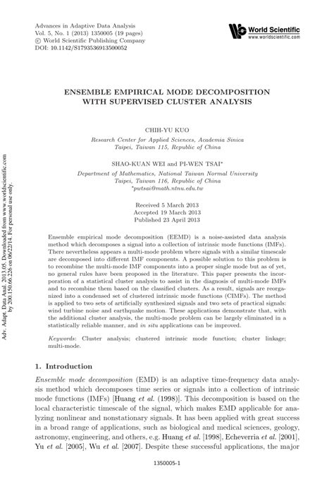 Pdf Ensemble Empirical Mode Decomposition With Supervised Cluster Analysis