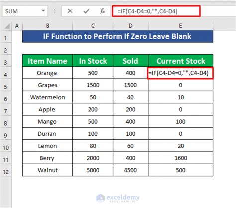 How To Perform If Zero Leave Blank Formula In Excel Methods