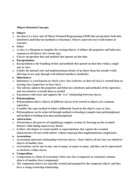 Object Oriented Concepts Pdf Inheritance Object Oriented Programming Class Computer