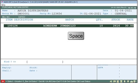 How To Create Purchase Return In Marg Software