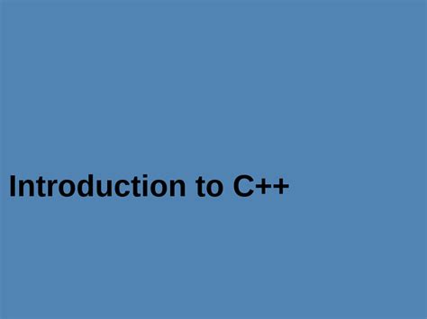 Introduction To C