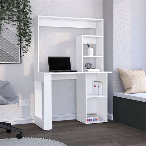Compact White Desk With Stylish Storage And Workspace Practical